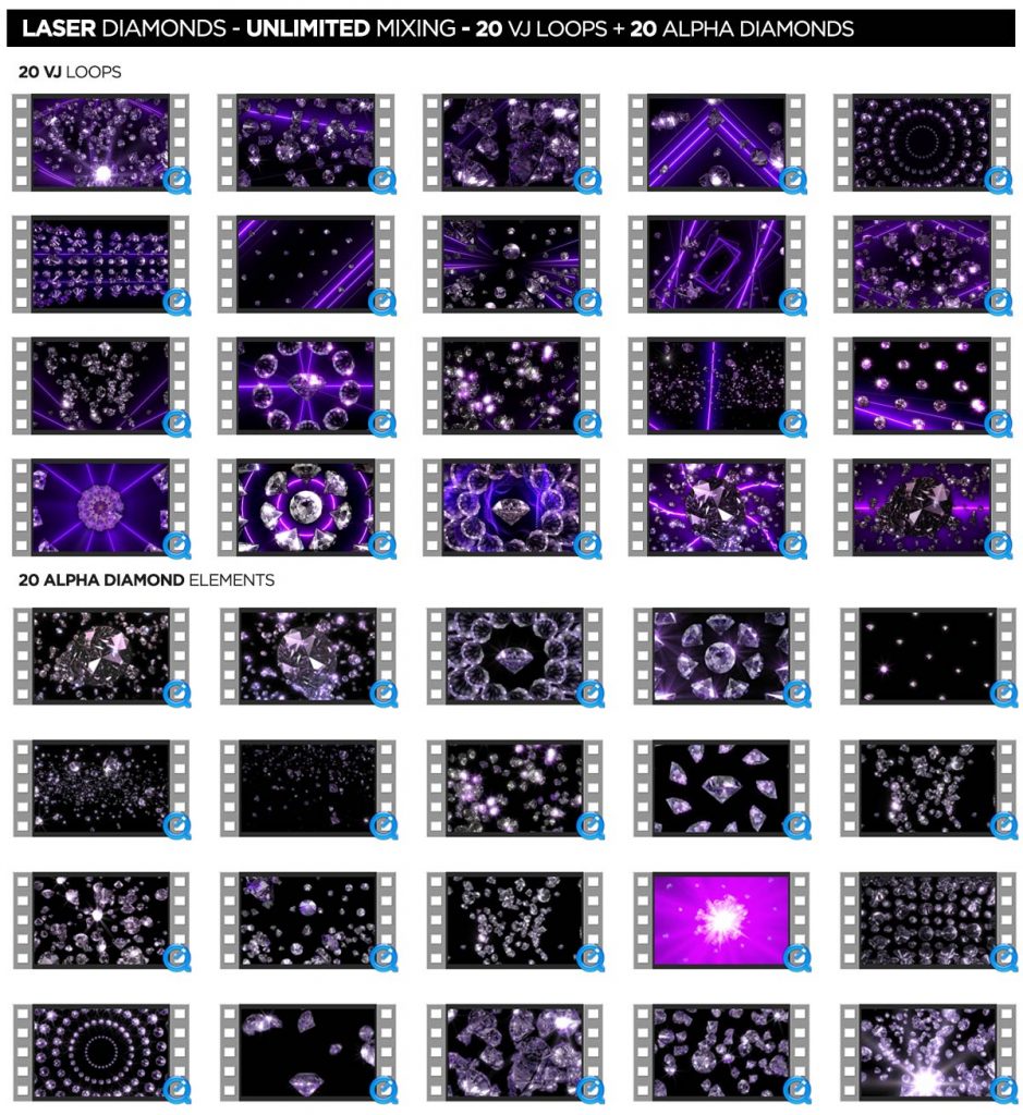 Laser Diamonds 20 VJ Loops + 20 Alphas | Volumetricks - VJ Loops Store
